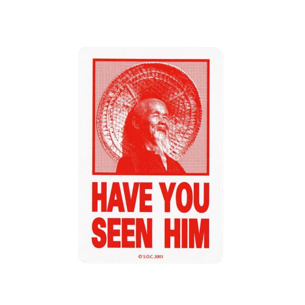 【POWELL PERALTA / STICKER】スケボー・スケートボードの老舗デッキブランド、POWELL PERALTA（パウエルペラルタ）。HAVE U SEEN HIM ロゴのステッカーです。サイズ：約10.8cm x 約7.3cm