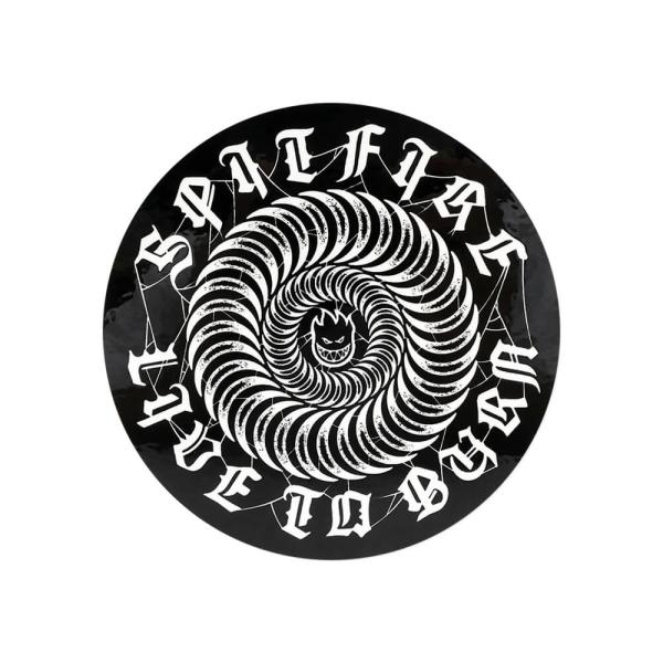 【SPITFIRE / STICKER】スケボー・スケートボードのウィールブランド、SPITFIRE（スピットファイヤー）。WEBBED CLASSIC ロゴのステッカーです。サイズ：直径 約11.5cm