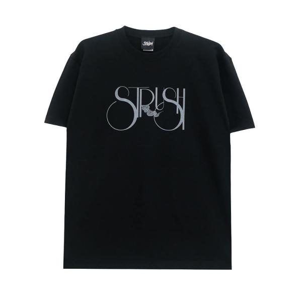 【STRUSH / T-SHIRTS】大阪発信のスケボー・スケートボードのウィールブランド、STRUSH（ストラッシュ）のTシャツです。フロントプリント、バックプリントが施されています。【素材】コットン 100%。【サイズ】L：着丈/約70...