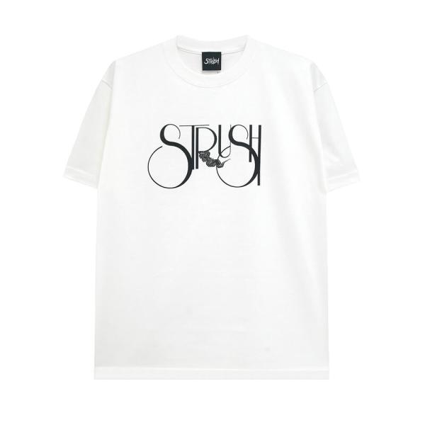 【STRUSH / T-SHIRTS】大阪発信のスケボー・スケートボードのウィールブランド、STRUSH（ストラッシュ）のTシャツです。フロントプリント、バックプリントが施されています。【素材】コットン 100%。【サイズ】L：着丈/約70...
