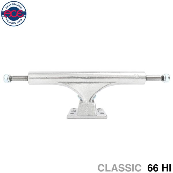 【ACE / TRUCK】スケボー・スケートボードのトラックブランド、ACE（エース）。定番のオリジナルモデル。2個1セット（スケートボード1台分）重さ：417g高さ：63mm適合デッキサイズ：9.25 inch（23.5cm）以上*製品の...