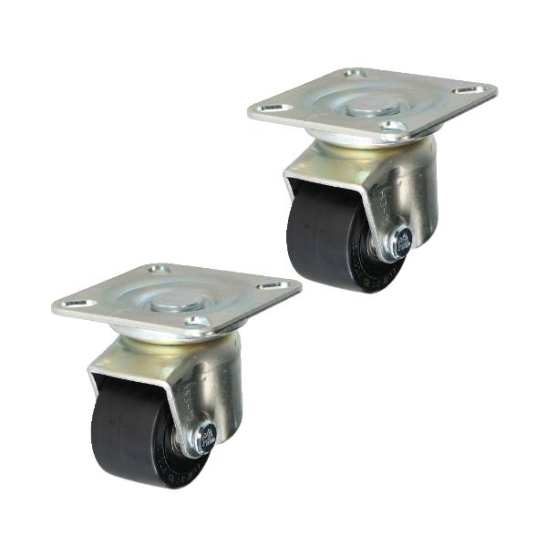 ■商品説明低床重荷重用キャスター車輪にはナイロン６＋特殊再生ナイロンを使用。耐油性に優れます。2個セットです。■特長自在旋回部の表面は焼き入れ処理により強化。長期間の負荷の後でも旋回がスムーズ。車輪には密封型ラジアルボールベアリングを使用。...