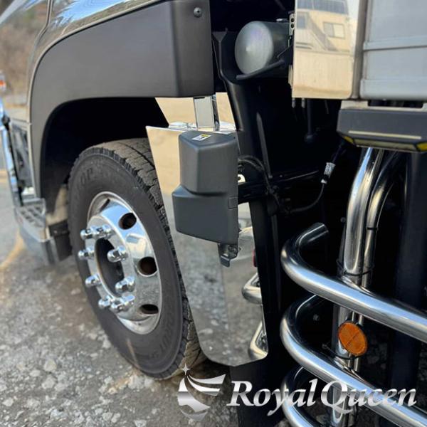 UDTRUCKS 新型 23クオン ステンレス センサー付き車両用 マッドガード 鏡面 磨き#1000【RQMG9U】トラック デコトラ マッドガードカバー