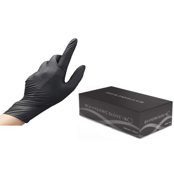 【箱に印字の擦れがあります。商品には問題がございませんが、その旨をご理解いただき、ご購入の程宜しくお願いいたします】BCA ハイジェニックグローブ Sサイズ マットブラック 100枚入最先端医療用グローブを基準に開発された理美容室専用のグロ...