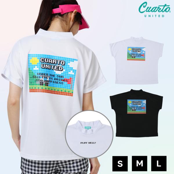 遊び心のあるレトロゲーム風バックプリントのフレンチスリーブシャツ。フロントはシンプルなロゴプリントでメリハリの効いたデザインです。ゆとりのあるシルエットなので気になる体型カバーも。裏鹿の子生地で表面はサラッとした手触りです。【Item In...