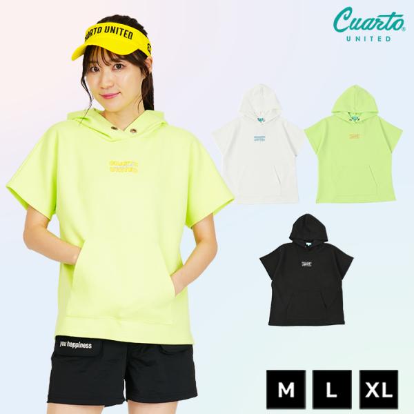 【発売日：2025年03月28日】ゆったりサイズのフレンチスリーブパーカー。ラメと配色の刺繍がポイント。ワッフル風のしっかりしたカットソー素材で吸汗速乾付き。フロントポケット付きなのでティーや小物等のちょっとした収納が可能です。体型を拾わな...