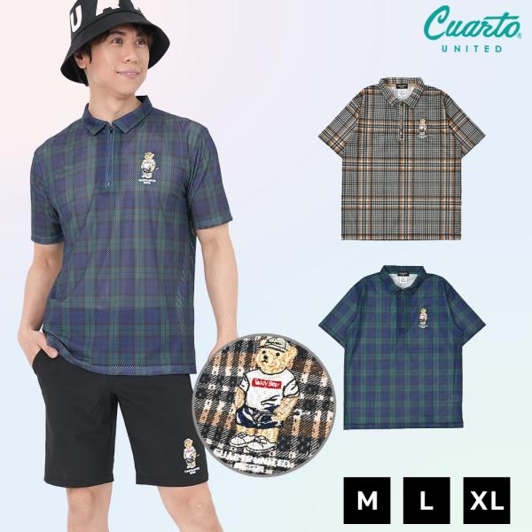 【発売日：2025年03月15日】胸元に熊のワンポイント刺繍があり、チェック柄がお洒落なシャツ。ハーフジップなので着脱も楽々。透け感のあるメッシュ生地で、穴から風を通して熱を逃がすのでムレにくい。風通しが良く速乾性があるので、暑い夏にぴった...