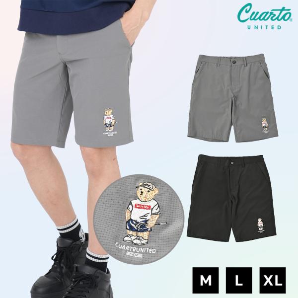 【発売日：2025年03月15日】裾に熊のワンポイントモチーフがお洒落なハーフパンツ。前開きファスナー仕様。サイドポケット・ファスナー付きで小物収納が可能です。後ろウエストはゴムが入っているで、伸縮性がありストレスフリーな着心地。クールメッ...