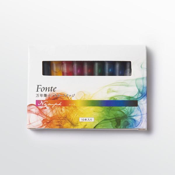 カートリッジ交換は差すだけ、万年筆デビューがより安心になる簡単仕様！クリアカラー万年筆のカラーインクカートリッジです。10本入カラー：ミックス注意：インクカートリッジは口径が欧州共通規格にのみ対応しております、スケルトン万年筆「Fonte（...