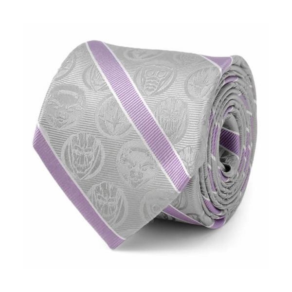 マーベルコミック 公式 ヒーローシリーズGuardian's of the Galaxyをモチーフにしたネクタイ。シルク100％の上質な質感。遊び心がありながら、スタンダードなデザインでビジネスシーンでも活躍してくれます。カラー: グレー素...