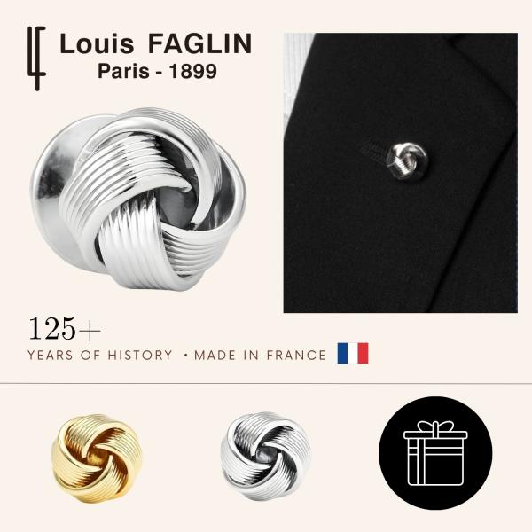 ルイファグランのアーカイブコレクションから着想を得たピンアクセサリー。ブランドの定番であるクラシックノット（組紐）デザインをベースにしたモデルです。複数のメタルパーツを組み合わせて構成された立体的なノットは、編み込みを思わせる美しい構造が特...