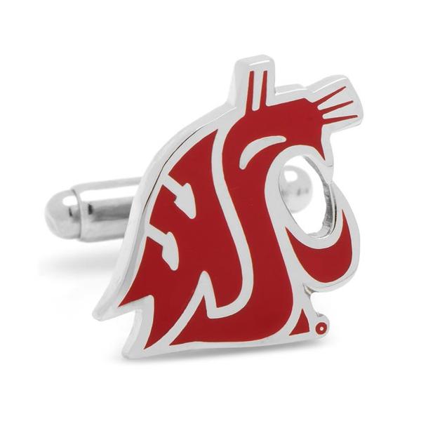 NCAA 全米大学体育協会 公式 チームロゴカフス。ワシントンステイト クーガーズ Washington State Cougars。自分用、大切な人へのギフト・男性用プレゼントに最適。専用のケースに入れてお届けします。カラー: レッド素材...