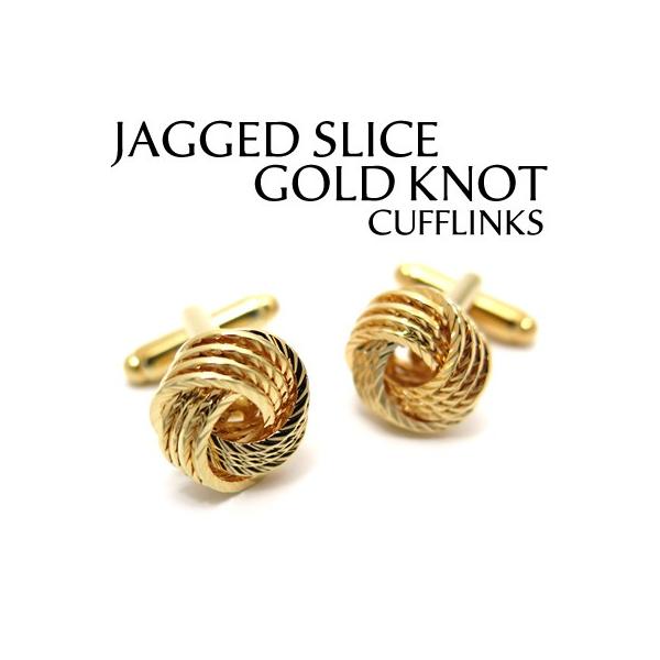 人気の結び目をモチーフにしたノットカフス。薄くスライスされたギザギザのテクスチャーの金属で結び目を作ったシンプルなデザイン。