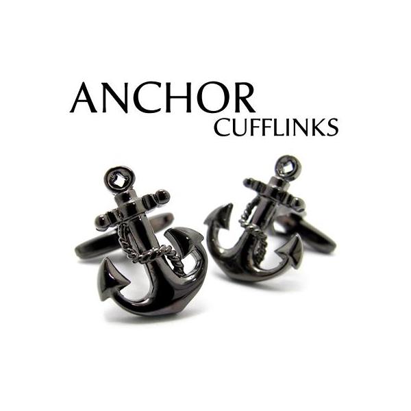 碇型の黒いカフス碇は人気の高いモチーフで、シンプルでスタイリッシュな印象のカフスです。均整のとれた形でサイズが確りとしているので、存在感があります。