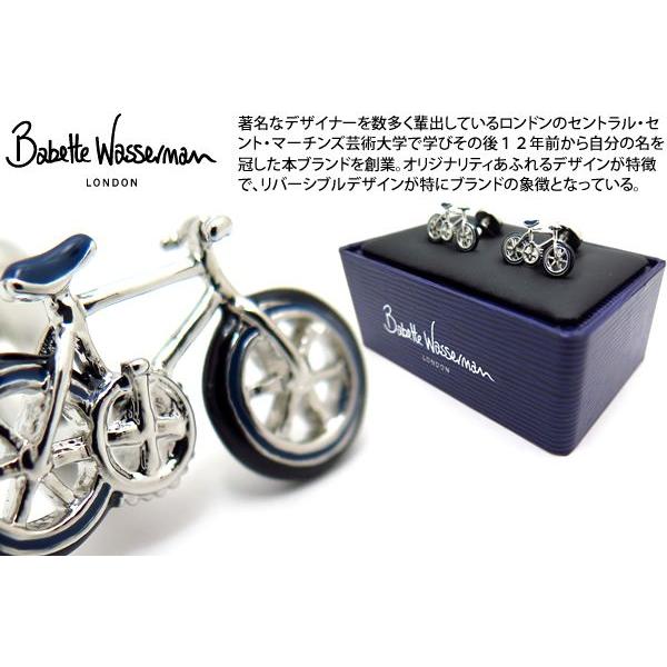 とてもシンプルな自転車型カフス。車輪及び椅子の部分にアクセントカラーを配置し、エナメルでカラーリングしてあります。