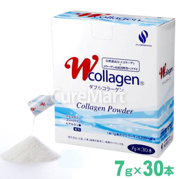 商品名：ピーエス Wコラーゲン内容量：210g(7g×30本)原材料：コラーゲン(豚皮ゼラチン)(国内製造)、難消化性デキストリン、コラーゲンペプチド(豚皮ゼラチンを含む)、ビートオリゴ糖、フラクトオリゴ糖、無臭ニンニクエキス、ドロマイト(...