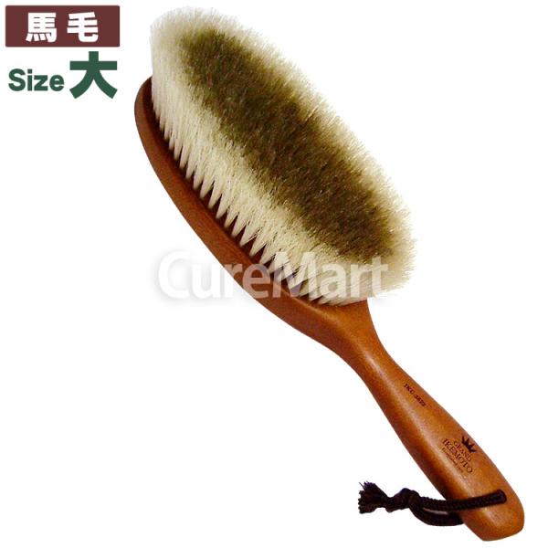 商品名：池本 静電気除去 洋服ブラシ 大規格：1本、サイズ(幅7.4cm×長さ29.5cm×厚さ6cm)品質：柄(天然木)、毛(天然毛(白馬毛)、銅イオン含浸アクリル繊維)、ヒモ(アクリル繊維)製造販売者：池本刷子工業ブランド：GRAND ...