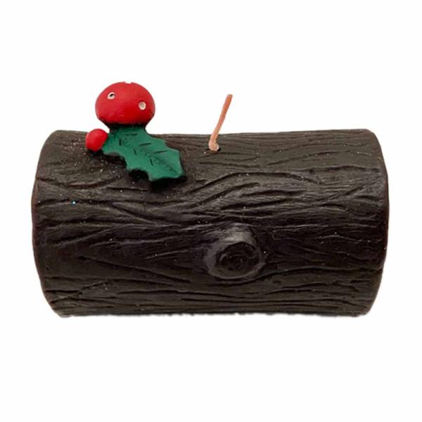 フランスデザインエピストロフのキャンドル。赤いキノコが生えたブッシュドノエル（薪）のキャンドルです。Bougies Epistrofのフランスデザイン。クリスマスのホームデコレーションにおすすめの美しいキャンドル。 テーブルセッティング用や...