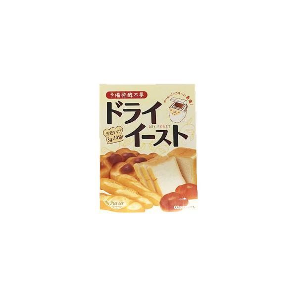 予備発酵のいらないインスタントドライイーストです。耐糖性ですのでオールマイティにお使いいただけるパン酵母です。食事用パンで粉の重量の0.8-1.5%、菓子パンで粉の重量の2-5%を目安に捏ねるとき混ぜて下さい。※小包1ヶ(3g)は食パン1斤...