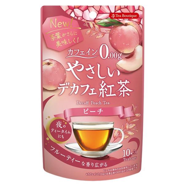 デカフェでも本格的な紅茶のコクを感じられる味わいにリニューアルしました！みずみずしい白桃のフレーバーティー。白桃の芳醇な香りが、あなたのティータイムを彩ります。カフェインが苦手な方にうれしい、カフェイン0.00g*で楽しめるデカフェシリーズ...
