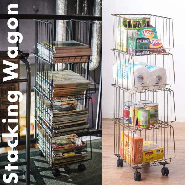 ■商品説明シンプルで使い勝手が良いスタッキングワゴン 机の横に置いて書類や雑誌を入れたり、洗面所のタオル入れなど様々なシーンで大活躍です。キャスターも付いていますので移動もラクに行なえます。スタッキングができるので使わないときは重ねてコンパ...