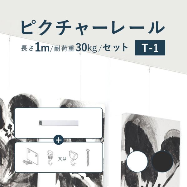 ピクチャーレール TOSO 《T-1》 セット 1m 耐荷重 30kg ホワイト ブラック 規格サイズ 天井付・正面付 後付け Tシリーズ / ピクチャー レール 取り付け 壁掛け 絵画 写真 ギャラリー 施設 展示会 写真展 おしゃれ ト...