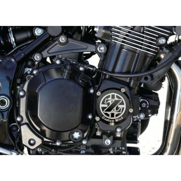 CustomMind(商標登録済み)オリジナルz900rs(2018モデル〜)純正パルサーカバー用ドレスアップカバーです。アルミ削り出し光沢アルマイトブラックZriverアルマイト処理後、文字,マークを加工しております。上部文字入れ英数字1...