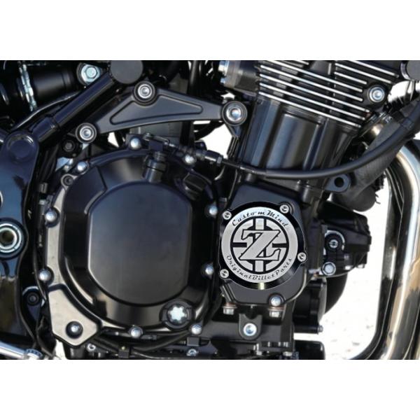 CustomMind(商標登録済み)オリジナルz900rs(2018モデル〜)純正パルサーカバー用ドレスアップカバーです。アルミ削り出し光沢アルマイトブラックZriver面研磨仕様アルマイト処理後、文字面を鏡面研磨しております。付属品：取付...