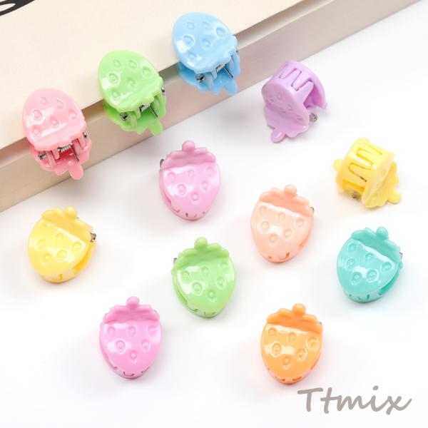 サイズ：約12×14mm 入数：20ヶ/パック 素材：アクリル製 重さ：約15g/パックミニクリップ いちご ヘアクリップ ヘアアクセサリー パステルカラー 春夏カラー 手芸用品 手芸材料 アクセサリーパーツ ハンドメイド資材