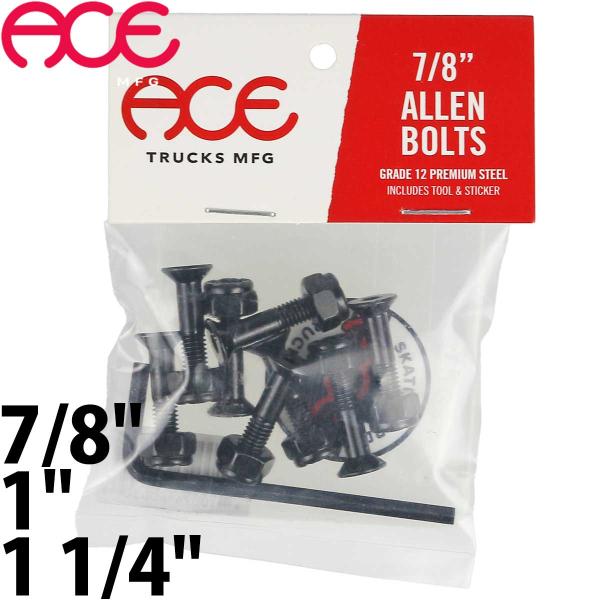 ■メーカーAceエース■モデルBolts Allenボルト アレン■サイズ7/8"1"1 1/4"■適合モデルインディペンデント、ベンチャー、サンだーなど各ブランド、メーカーのデッキにトラックを装着可能■商品説明オーソドックスな長さ7/8イ...