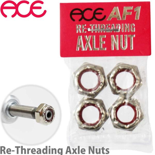 ■ブランドAce Trucks MFGエース トラック マニュファクチャリング■商品名Re-Threading Axle Nutsリスレッディング アクセルナット■内容4個セット■特徴・AF1トラック純正パーツ精度の良い造りに定評あるエース...