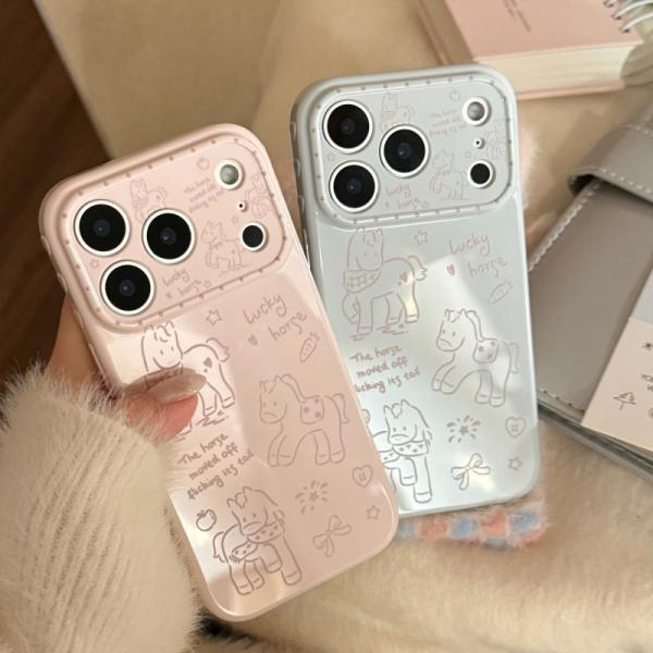 癒やしカラーのラッキーホース！開運うま年ケース お守り ラッキーホース 大人可愛い 韓国風 スマホケース 携帯ケース iPhoneケース iPhone11/12 iPhone13 iPhone14 iPhone15 iPhone16 iPh...