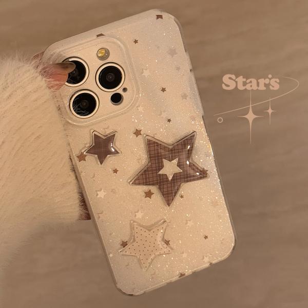 優しい色合いのラテカラー！ラテカラー 小粒ラメ キラキラ 星 スター 可愛い チェック ドッド iPhoneケース スマホケース 携帯ケース iPhone11 iPhone12 iPhone13 iPhone14 iPhone15 iPho...