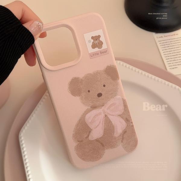 希少なiPhone14plus/15plus/16plusも揃ってます。リトルベア ピンク ガーリー 可愛い 癒やし スマホケース iPhone11 iPhone12 iPhone13 iPhone14 iPhone15 iPhone16 ...