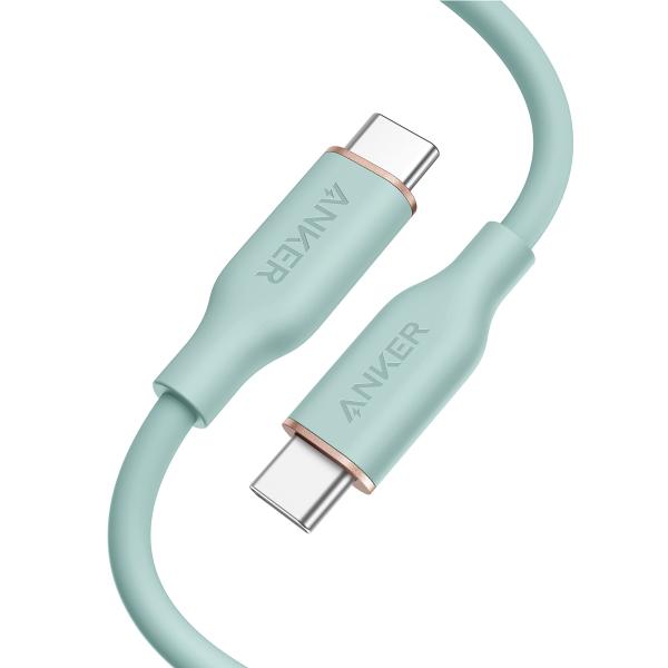 【商品名】Anker PowerLine III Flow USB-C &amp; USB-C ケーブル Anker絡まない240W 0.9m ミントグリーン【かつてない柔軟性】ケーブル内部の銅線をグラフェンで覆い、外装にシリコン素材を使用...
