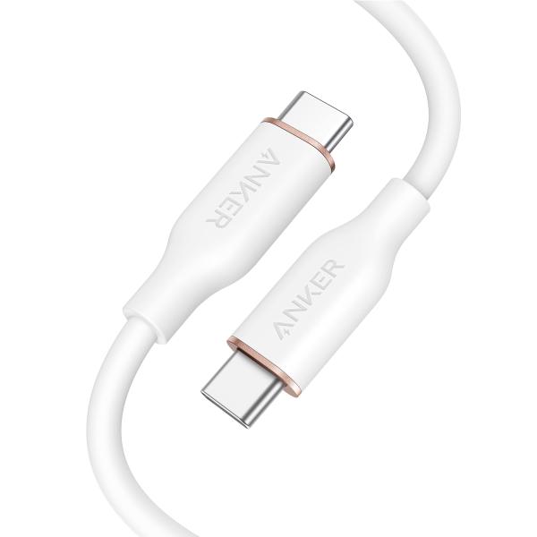 【商品名】Anker PowerLine III Flow USB-C &amp; USB-C ケーブル Anker絡まない240W 0.9m クラウドホワイト【かつてない柔軟性】ケーブル内部の銅線をグラフェンで覆い、外装にシリコン素材を使...