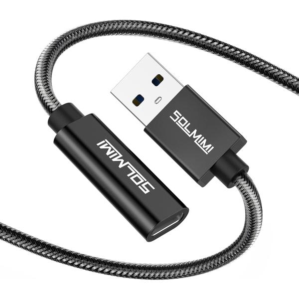 SOLMIMI USB C to USB A 3.0 変換アダプタ オーディオ変換ケーブル Type C (メス) to USB A (オス)オーディオ変換ケーブル OTG TYPEC イヤホン延長ケーブル 通話 音声 クリスタルナイロン編...
