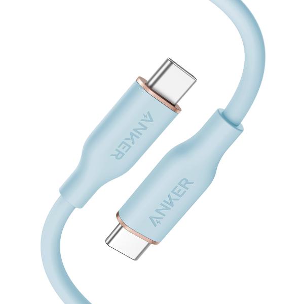 【商品名】Anker PowerLine III Flow USB-C&amp;USB-C ケーブル Anker絡まないケーブル 240W 1.8m アイスブルー【かつてない柔軟性】ケーブル内部の銅線をグラフェンで覆い、外装にシリコン素材を...