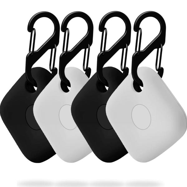 For Anker (ユーフィ) Security SmartTrack Link ケース [ストラップ3種付き] 紛失防止 スマホ/カバン/鍵/荷物/財布/ペット首輪などに (ブラック+ホワイト) 4個セット【対応機種】Anker (ユー...