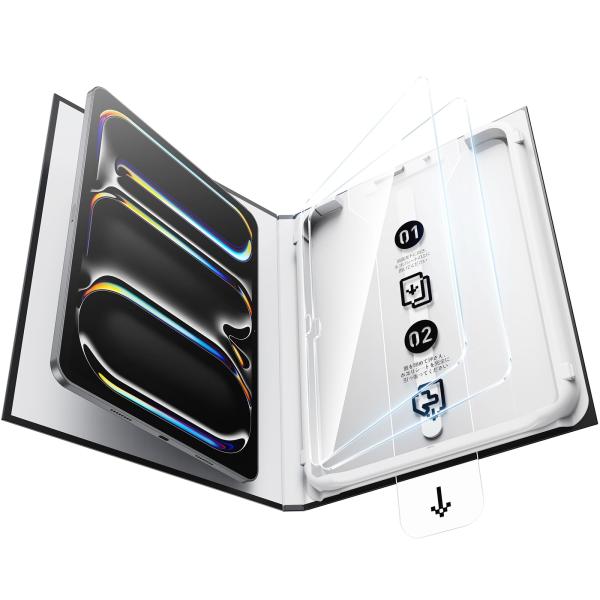 【2枚セット】SmartDevil iPad Pro2024(11インチ)M4用 強化ガラスフィルム ガイドボックス付き 自動除塵 超簡単貼り付け 落下保護 気泡ゼロ 滑らかな手触り 指紋防止 アイパッド プロ2024用 強化ガラス