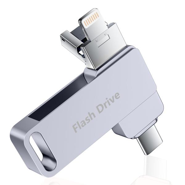 【商品名】Vackiit「Apple MFi認証取得」128gb iPhone用 usbメモリ タイプc 3in 1 アプリ不要usb iphone(グレー)【アプリ不要で簡単操作】iPhoneから直接USBに写真や動画を保存できます。アプ...
