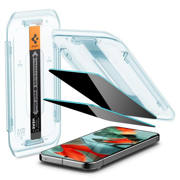 【商品名】Spigen Google 10 Pro XL Pixel 9 Pro XL 覗き見防止ガラスフィルム 指紋認証対応 保護フィルム 貼り付けキット付き 2枚入[初心者でも貼れる貼り付けキット]後面フィルムを剥がしてから貼り付けキッ...