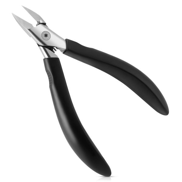 【商品名】Tisojpod 爪切り ニッパー 巻き爪用爪切り ダブルV型 ステンレス刃 整えやすい 精密 手足両用 高齢者 ギフト 革製ケース付 男女兼用 黒【ダブルV型 爪切り ニッパー】18mmに拡長されたブレードと30度の角度加工で、...