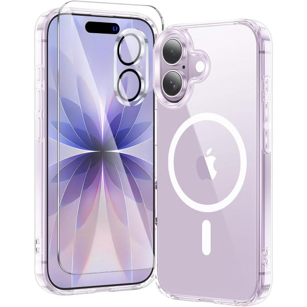 商品名：Kingbus iPhone 17 ケース クリア MagSafe対応 3点セット【強化ガラスフィルム+カメラ保護】黄変防止 耐衝撃 ストラップホール付き 6.3インチブランド：Kingbus 対応デバイス：iPhone 17【3点...