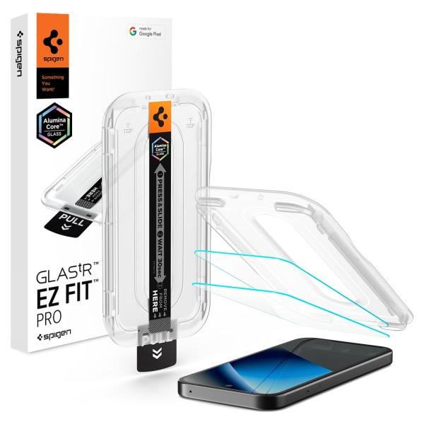 【商品名】Spigen＜Made for Google 公式認定＞Pixel 10a 強化ガラスフィルム 2枚入 10H+硬度 貼り付けキット付き 指紋認証対応 飛散防止 指紋防止 撥油加工 ピクセル10a 保護フィルム EZ Fit Pr...