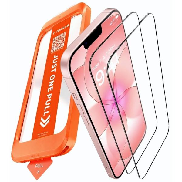 【商品名】TORRAS For iPhone 17e ガラスフィルム 航空宇宙ガラス 周り浮きゼロ 10H+硬度 米軍MIL規格 全面保護 10倍強化 極細ベゼル対応 ラウンドエッジ 超簡単貼り付け ワンプル(Just One Pull) ...