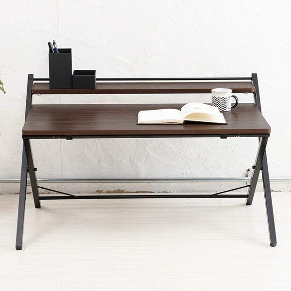 【商品名】 棚付折りたたみワークデスク(ロータイプ/ブラウン) 幅80cm 折りたたみ式/テーブル/机/木目/収納/テレワーク/PCデスク/パソコンデスク/モダン/おしゃれ/NK-566 【ジャンル・特徴】 折りたたみテーブル ローテーブル...