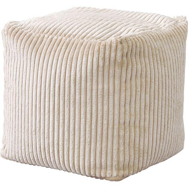 【商品名】 ミニ ビーズクッション 幅30×奥行30×高さ30cm ホワイト コーデュロイ 背当て スツール兼用 コンパクト 完成品 リビング  [ LSS-804WH ]