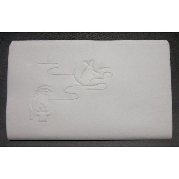 月見の時季にウサギの浮き彫り懐紙を。プレゼントにも。●国産和紙●１帖３０枚入●９，２ｃｍ×１７，５ｃｍ(折った状態です)※在庫数が足りない場合でも、取り寄せることが出来ます。又、量を多くご入用の方は、要望欄にて枚数をご記入下さい。無料でギフ...