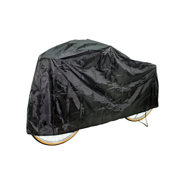 闇に隠れるブラックカラーで盗難を防止。ホコリ・雨・サビ・紫外線から大切な自転車を守ります。しゃがまずに立ったまま絞れる中央絞りヒモ採用。カバー後方にカギ穴があり後輪と共に施錠可能。バタつき防止機能のベルクロ付き。サイズ(約)：W1,890m...